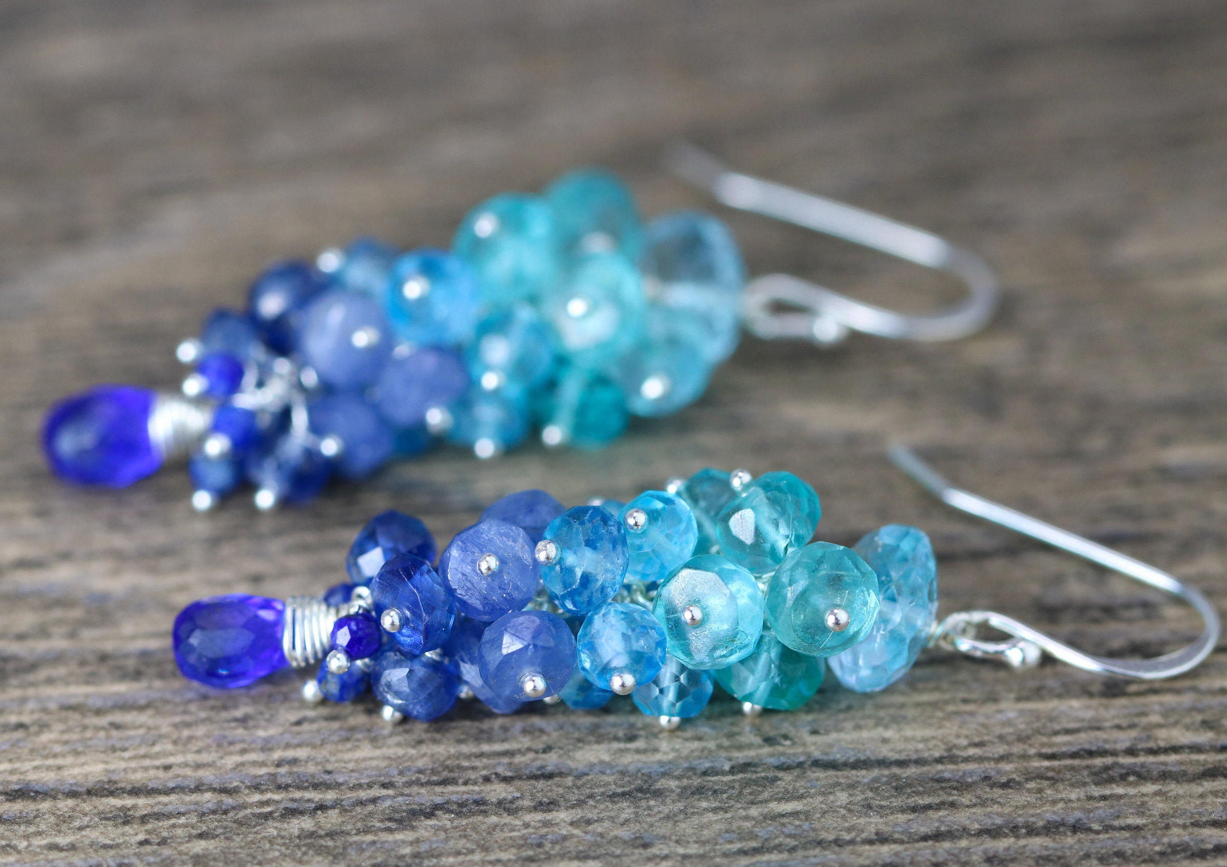 Blue Gemstone Earrings Blue Sapphire Earrings Blue Topaz | Etsy