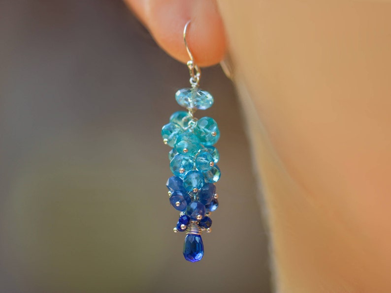 Blue Gemstone Earrings Blue Sapphire Earrings Blue Topaz - Etsy
