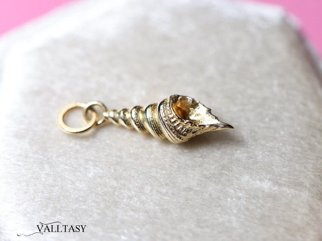 Sea Shell Charm, Nautical SOLID GOLD 14K Shell, 14K Pendant, 14K Charm ...