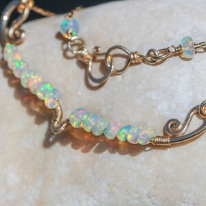 Ethiopian Opal Necklace Welo Opal Bar Necklace Modern Necklace Wire ...