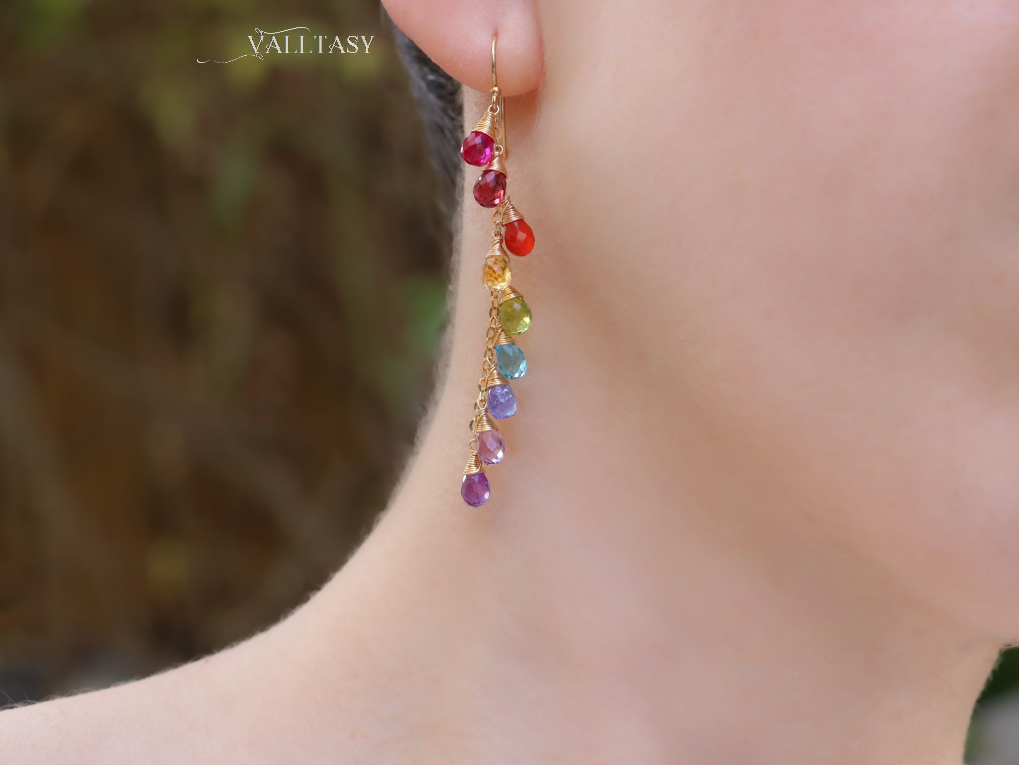 Rainbow Earrings Rainbow Gemstone Earrings Colorful Earrings - Etsy