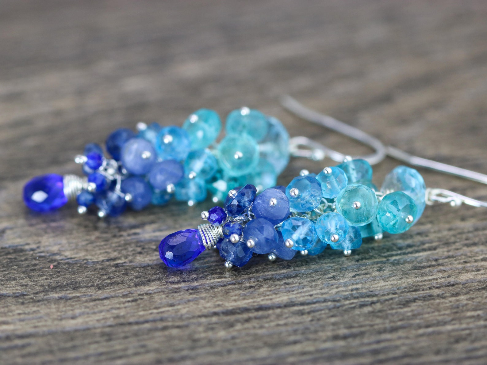 Blue Gemstone Earrings Blue Sapphire Earrings Blue Topaz - Etsy
