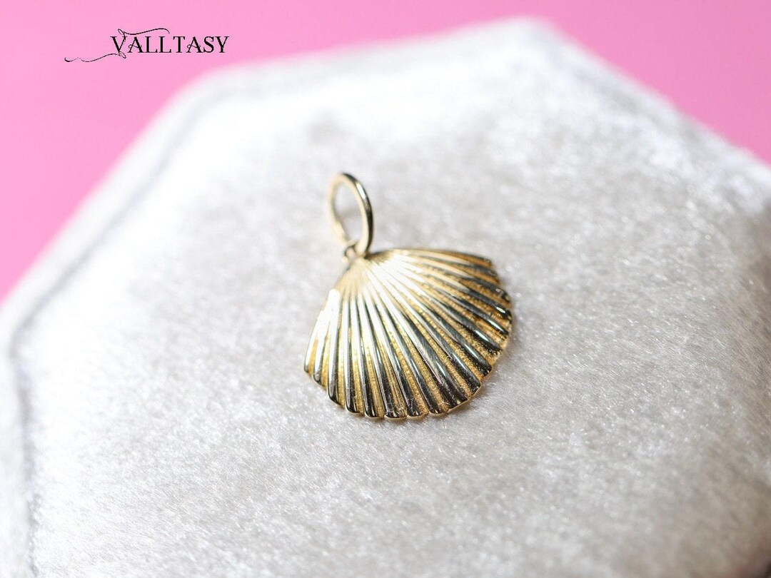 Sea Shell Charm, Nautical SOLID GOLD 14K Shell 14K Pendant, 14K Charm ...