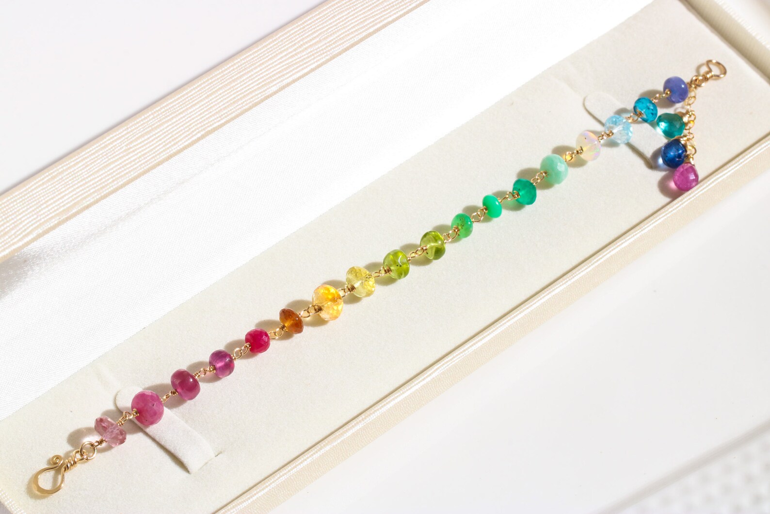 Rainbow Bracelet Rainbow Gemstone Bracelet SOLID GOLD 14K - Etsy