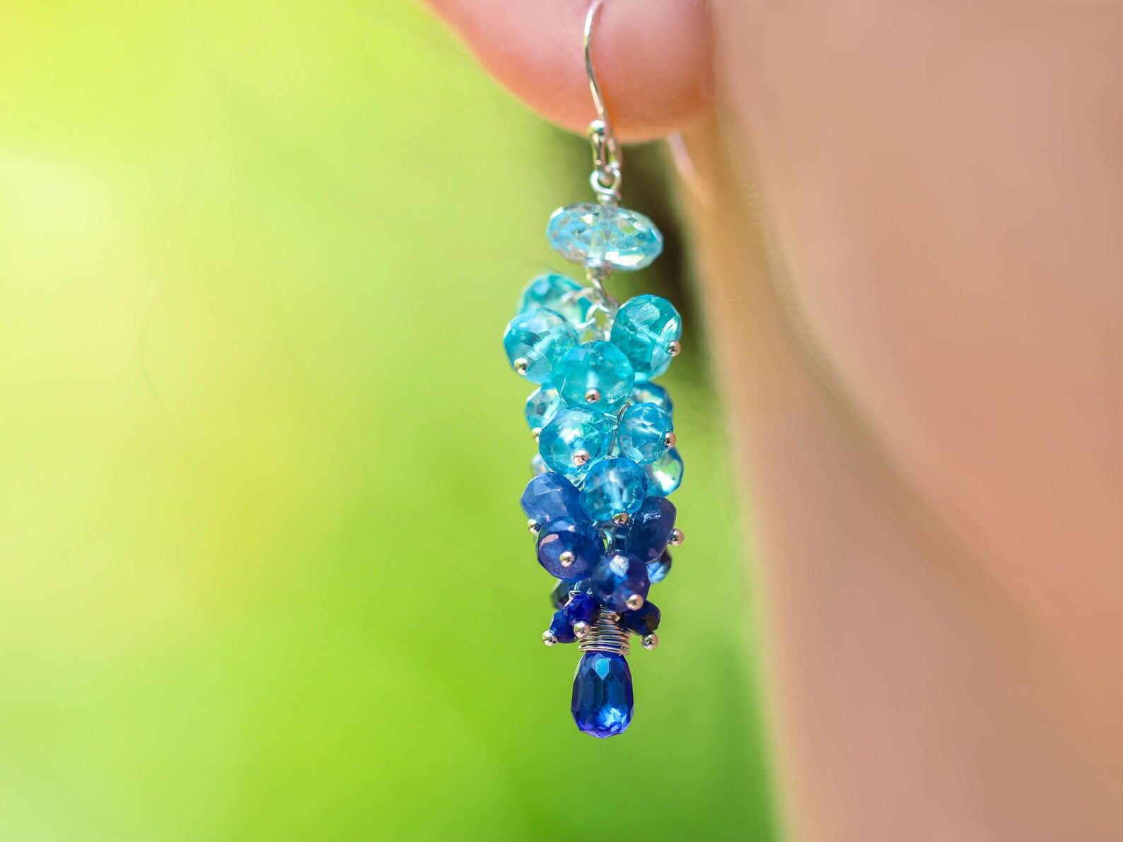 Blue Gemstone Earrings Blue Sapphire Earrings Blue Topaz - Etsy