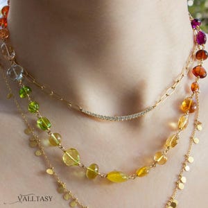 Colorful Necklace Multi Gemstone Statement Necklace Wire Wrapped Gemstone Necklace 14K Station ...