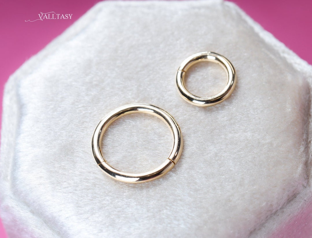 14K Gold Round Charm Holder, Clicker, Push Lock 14K Round Connector Lock Endless Circle Shaped ...