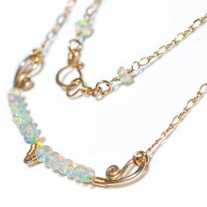 Ethiopian Opal Necklace Welo Opal Bar Necklace Modern Necklace Wire ...
