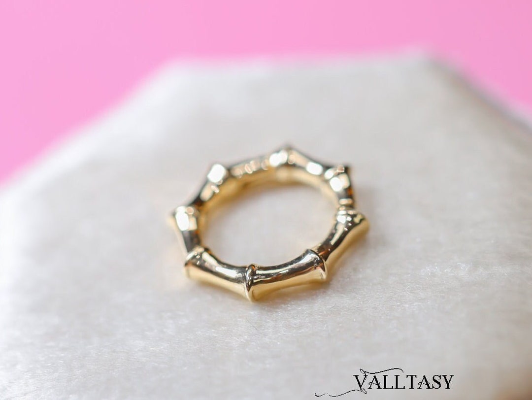14K Gold Charm Holder, Push Lock Gold Necklace Clasp, Textured ...