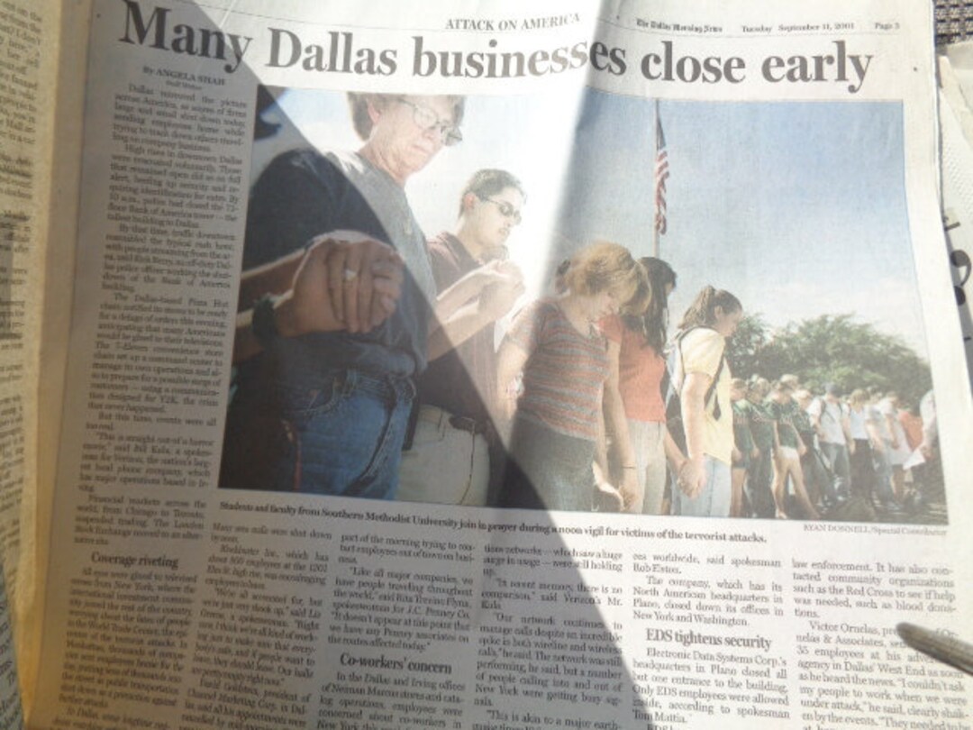 Sept. 11, 2001 9/11 Newspaper Dallas Morning News 8 Page Special Day of ...