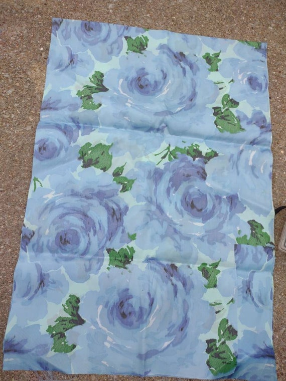 Vintage Blue Floral Fabric 62x21.5 - Etsy