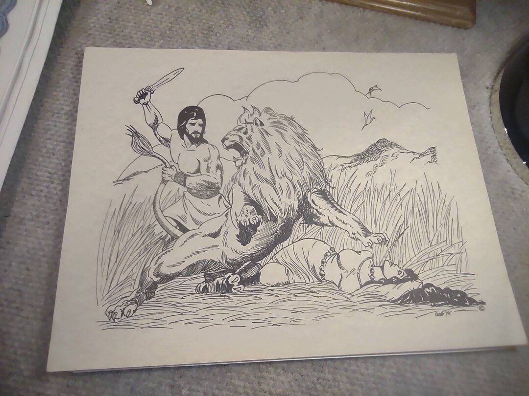 Tarzan and Lion Frank Frazetta Art Original Wall Decor Picture Number ...