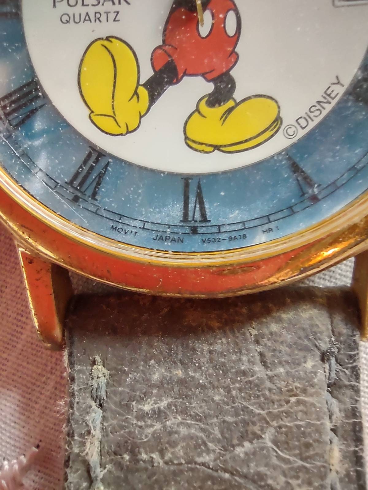 Pulsar Mickey Mouse Watch V532-9A00 Quartz 34mm Blue Pearl Dial Used ...
