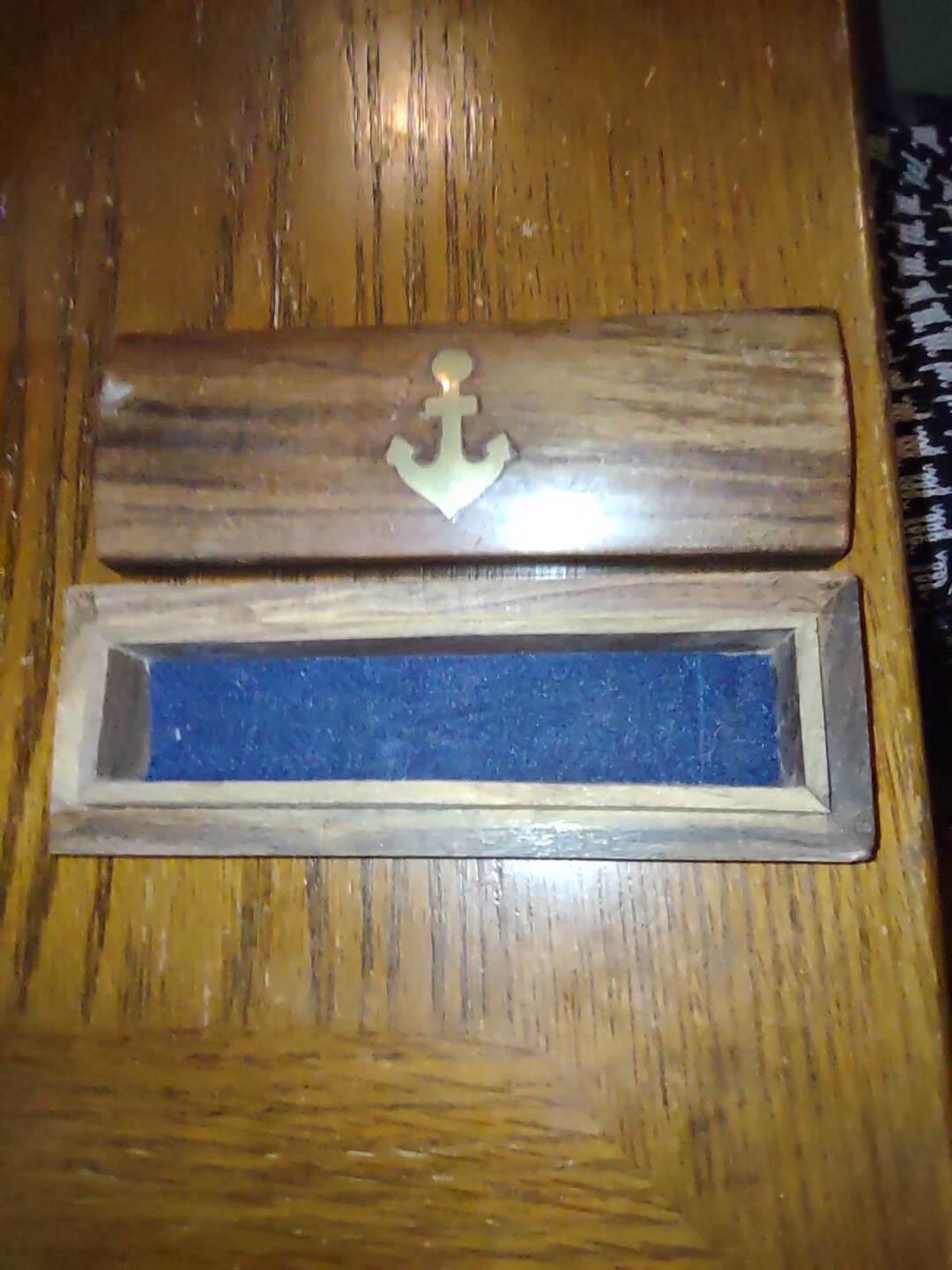 Vintage Nautical Anchor Valuables Box With Brass Anchor Inlay, Wood ...