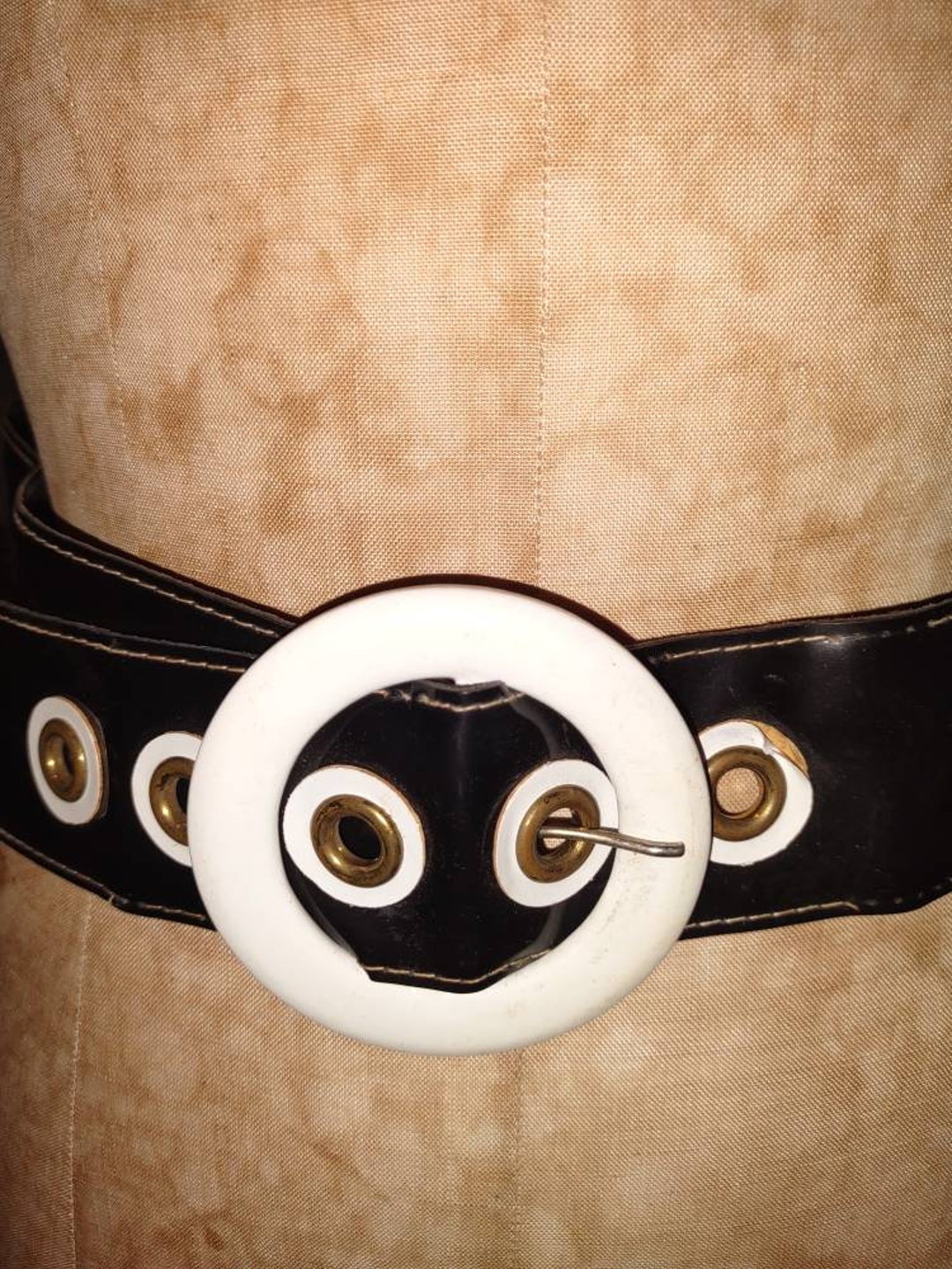 Retro Black and White 60s Adjustable Belt Women's Black Pattern White ...