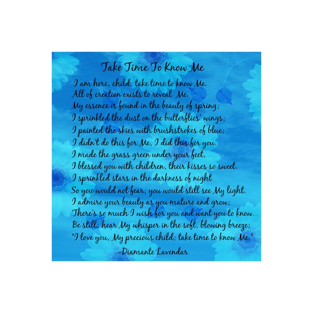 Inspirational Poem Wall Art Print/blue Flowers Poetry Wall Art Print ...