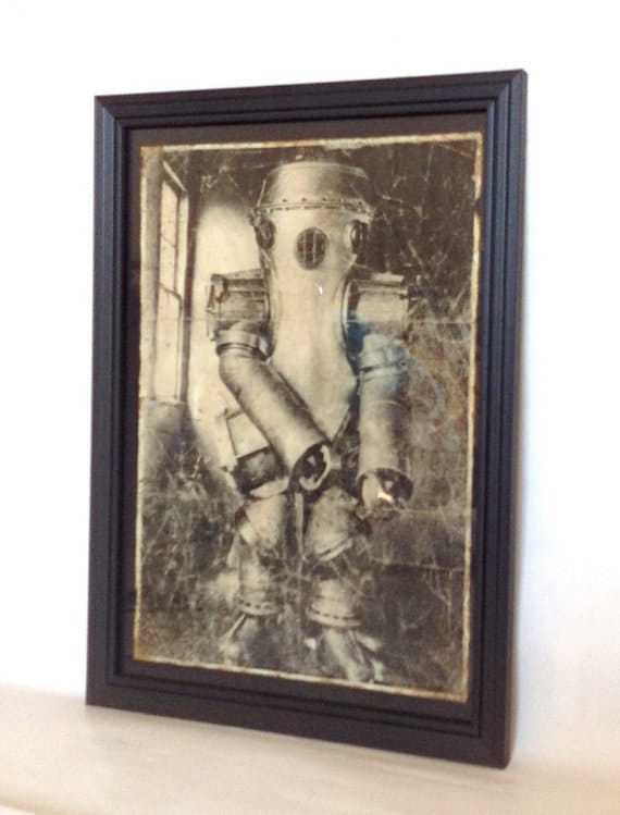 Victorian Diving Suit aged reproduction print A4 size. | Etsy