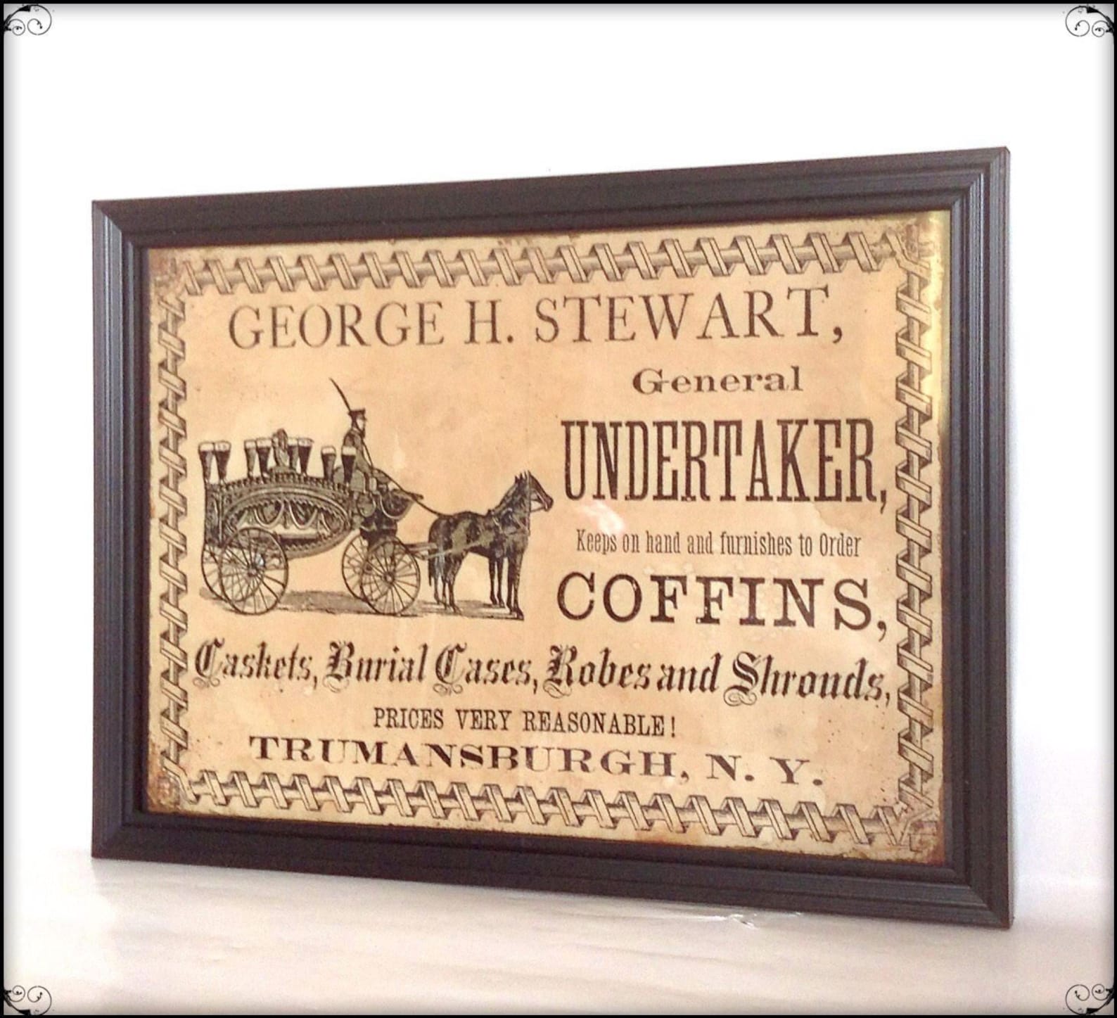 Aged Reproduction Victorian Era Undertaker Advertisement - Art Print A4 ...