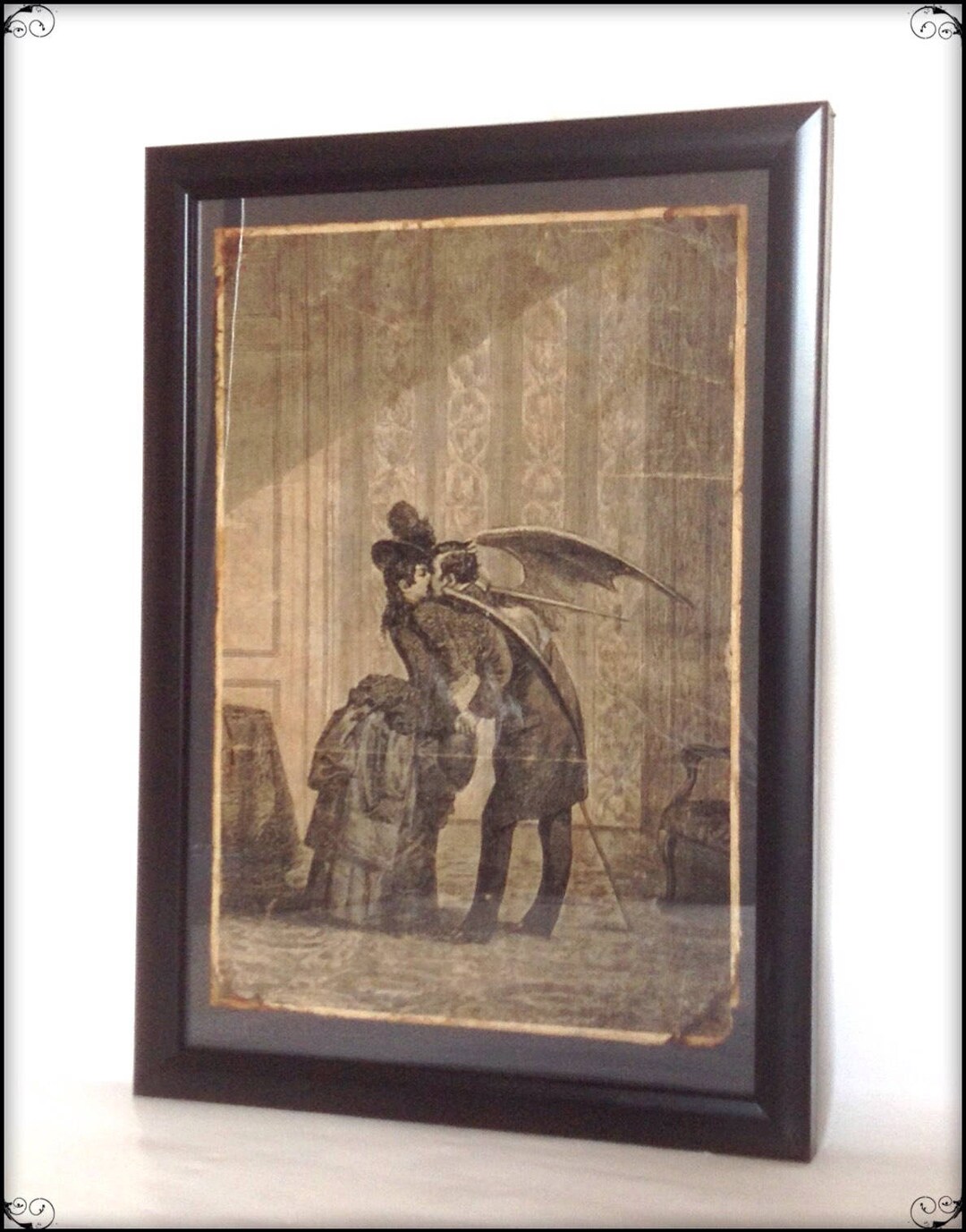 Victorian Vampire Kiss Illustration Art Print A4 Size. Hand Aged ...