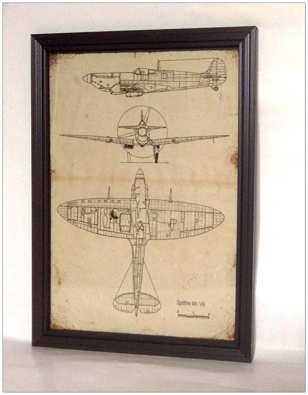 Spitfire Blueprints Print - Hand Aged Reproduction - A4 Size. - Etsy