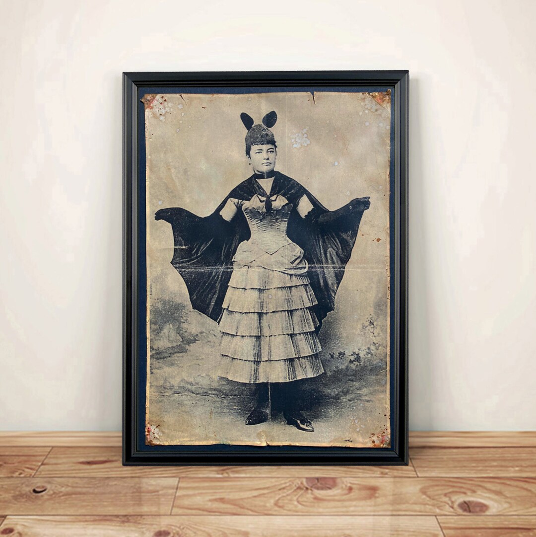 Aged Reproduction Victorian Lady in Bat Attire - Art Print A4 Size - Etsy