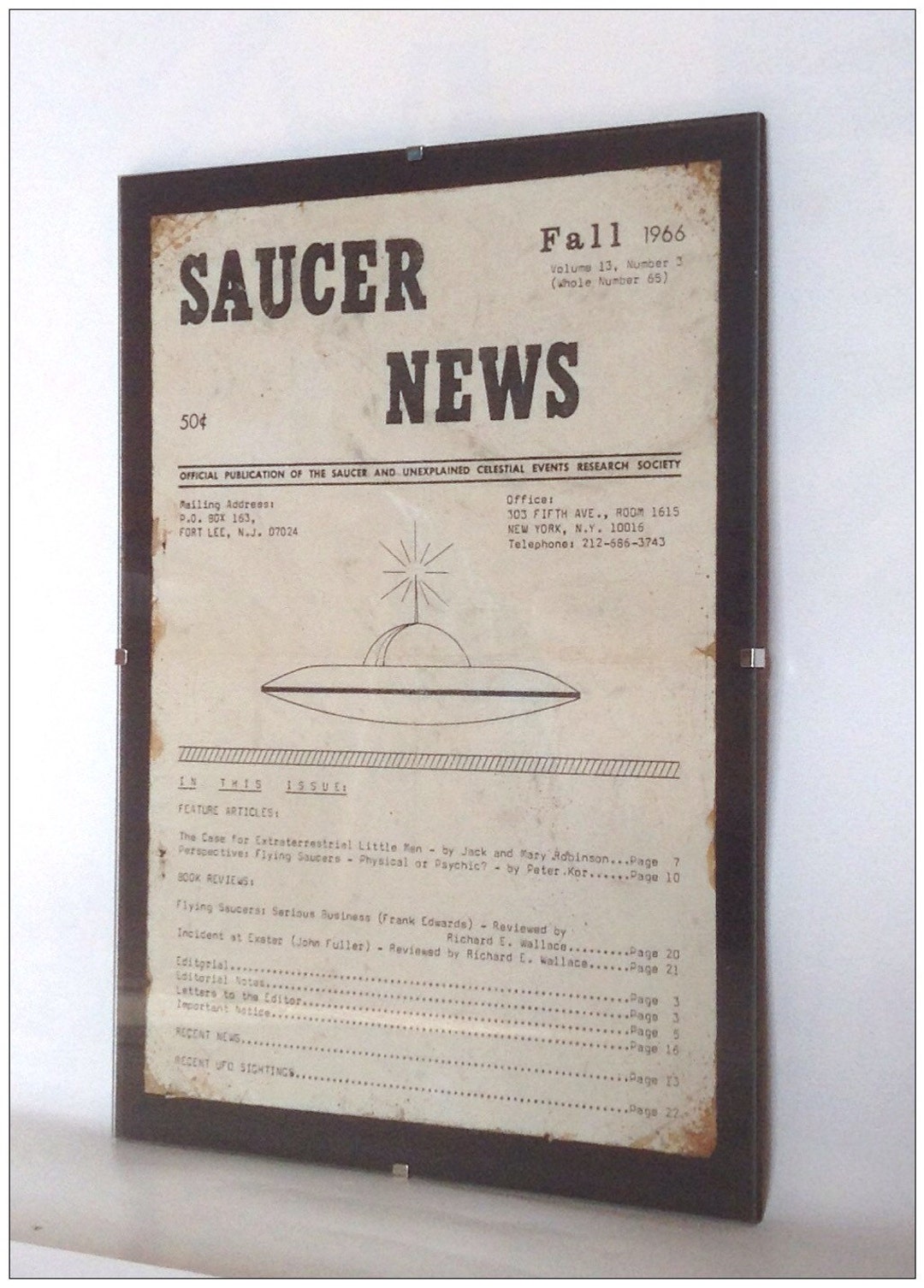Aged Reproduction of Saucer News Magazine From 1966 - Art Print A4 Size ...