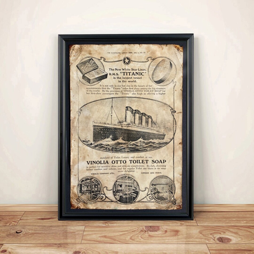 Titanic Advertisement for Vinolia Soap. Art Print - A4 Size. Hand Aged ...