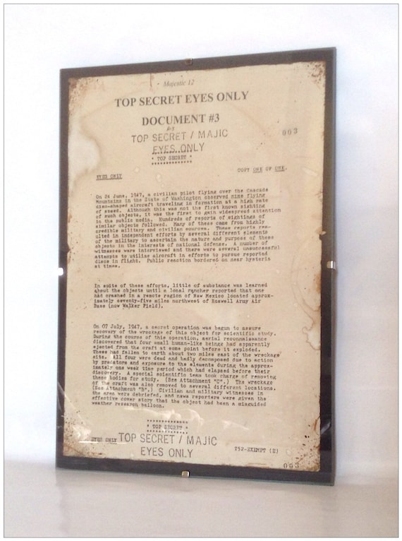 Aged Reproduction Print of Top Secret Government UFO Document - Etsy