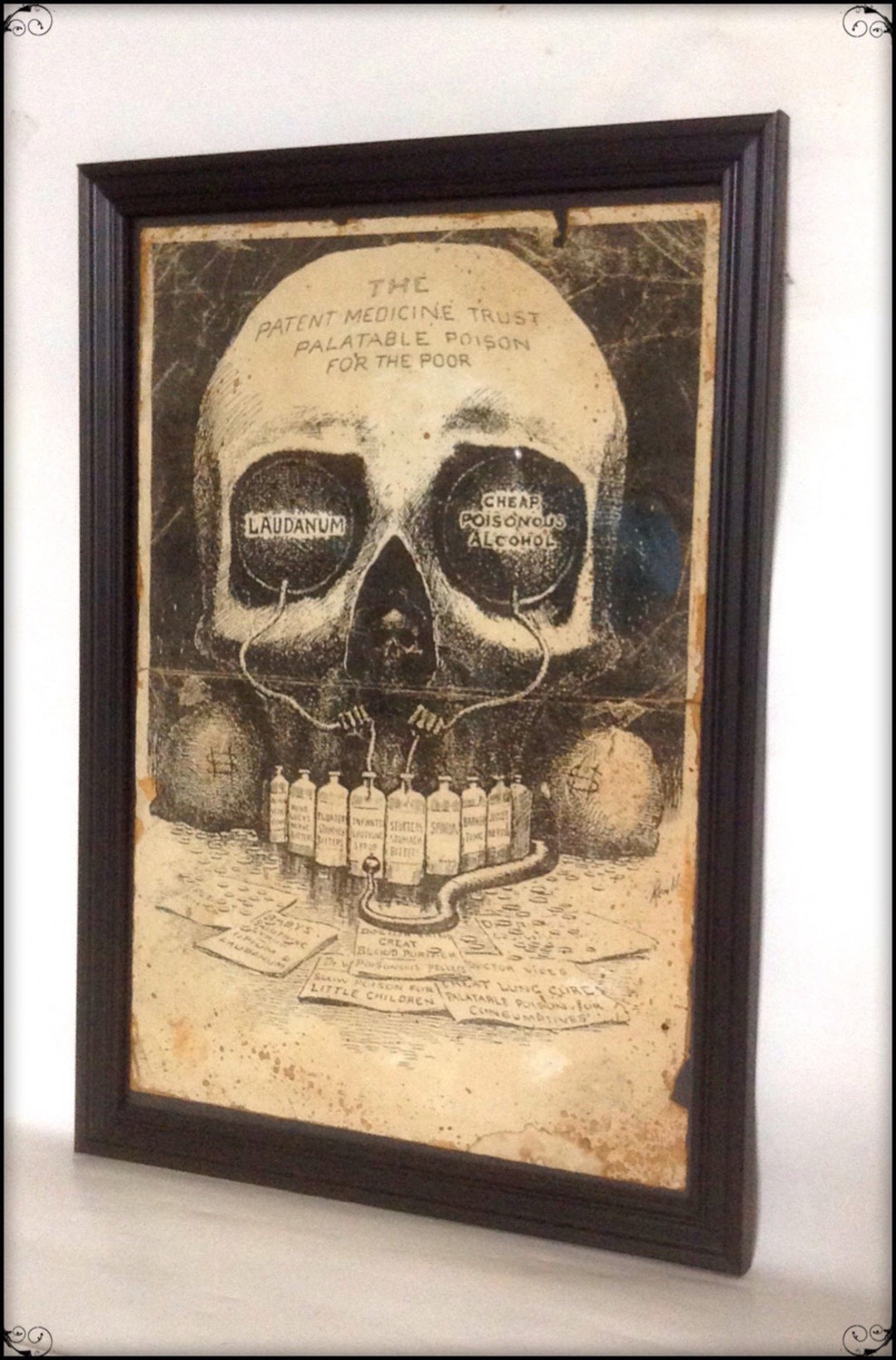 Victorian Skull Print. Laudanum - Aged Reproduction Art Print A4 Size ...