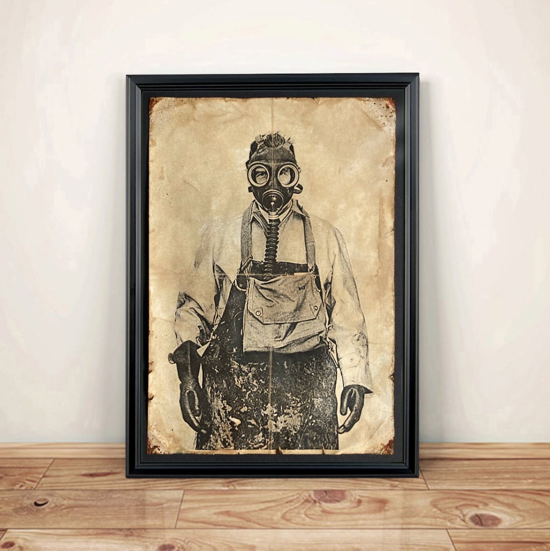Aged Reproduction of a Gas Masked Man. Art Print - A4 Size. - Etsy
