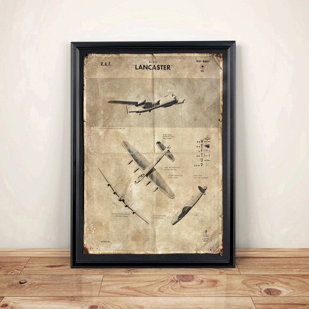 Aged Reproduction of a Lancaster Bomber Factsheet. Art Print - A4 Size ...