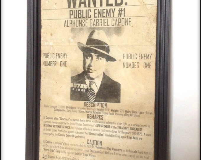 Al Capone Wanted Poster Hand Aged Reproduction Print Art Print A4 Size ...