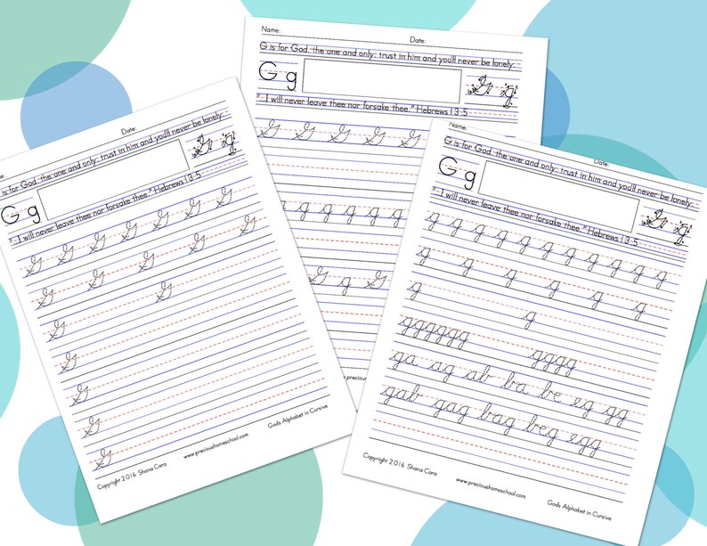 God's Alphabet in Cursive handwriting curriculum | Etsy