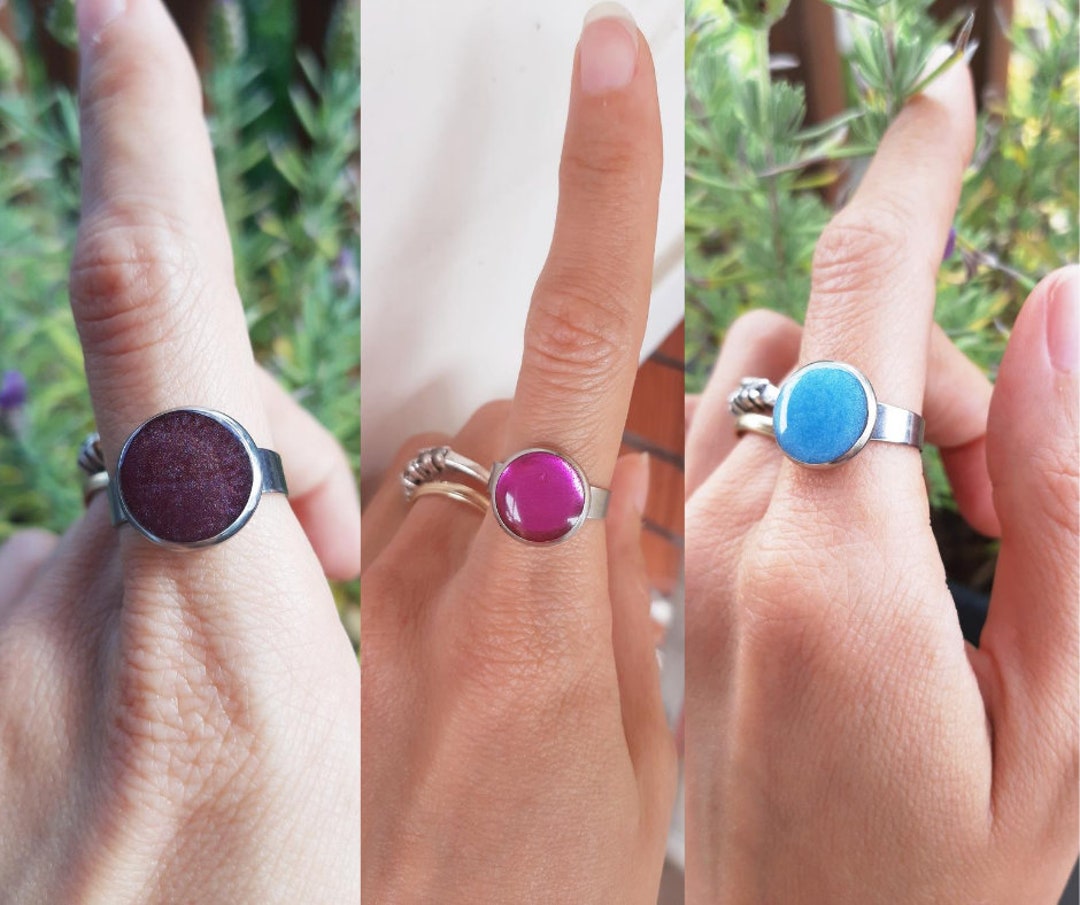 Bague ajustable en acier inoxydable,bagues epoxy résine,bague 12mm ...