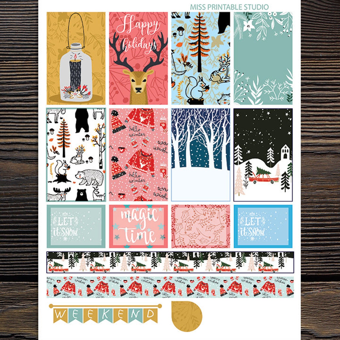 Winter Printable Big Happy Planner StickersBIG MAMBI Happy | Etsy