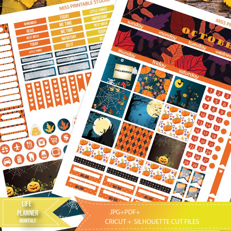 October Monthly Planner Stickers for Use With Erin Condren - Etsy