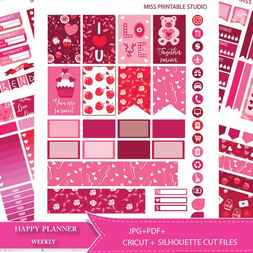 Happy Planner Valentine's Day Stickers Printable | Etsy