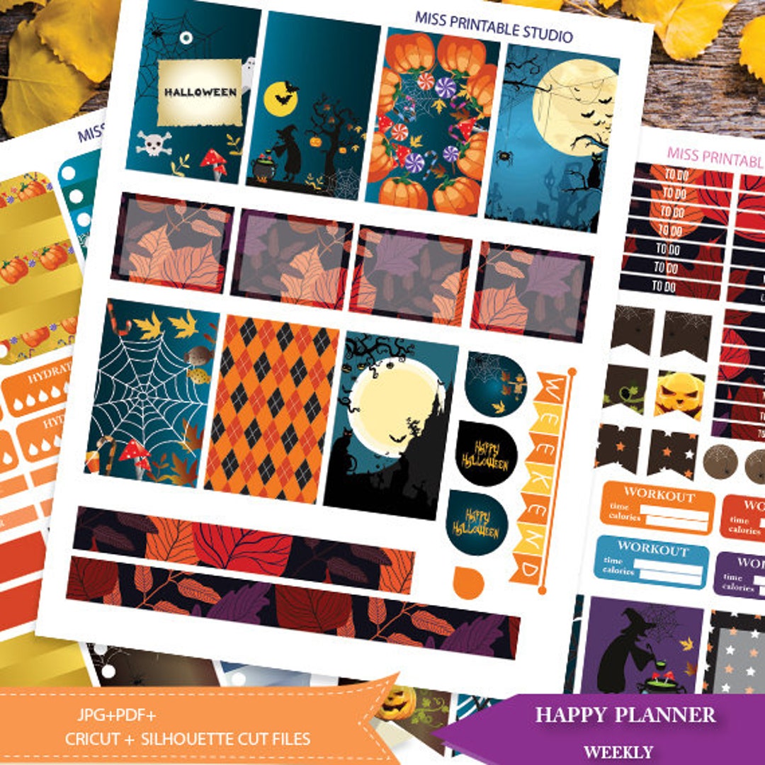 October Planner Stickers Printable, Halloween Kit BIG MAMBI Happy ...
