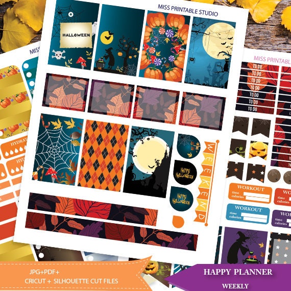 October Planner Stickers Printable Halloween Kit BIG MAMBI - Etsy