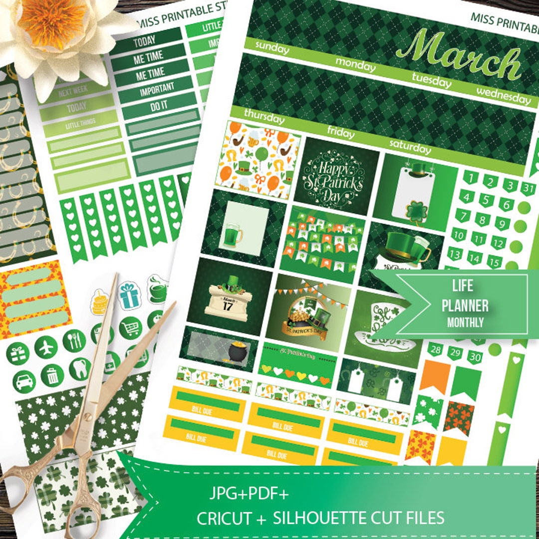 March Monthly Planner Stickers for Use With Erin Condren - Etsy