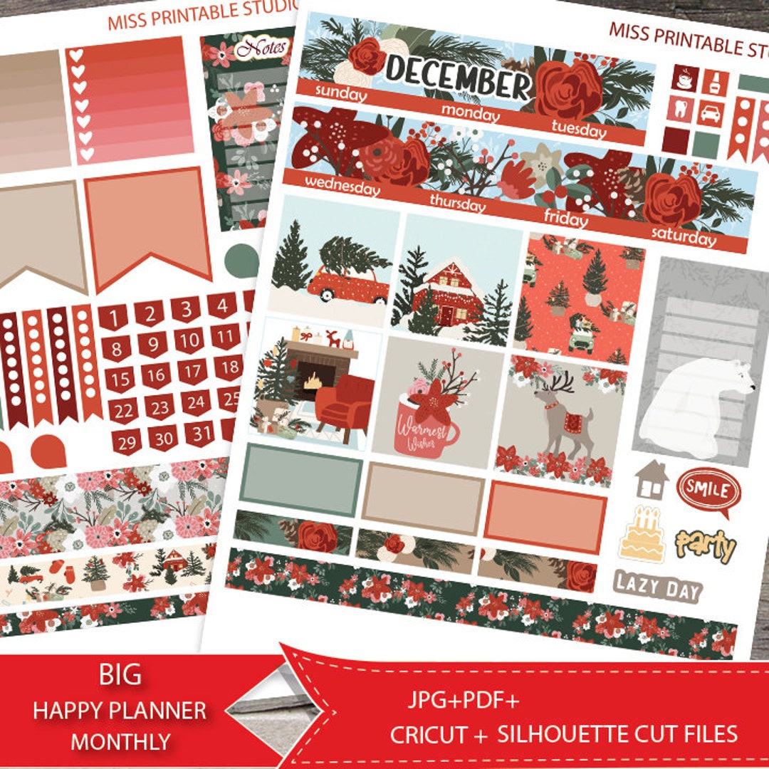 DECEMBER Monthly Kit Big Happy Planner,december Planner Stickers Kit ...