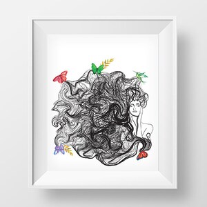 Curly Hair Wall Art Wall Art Printable Poster Download Wall - Etsy