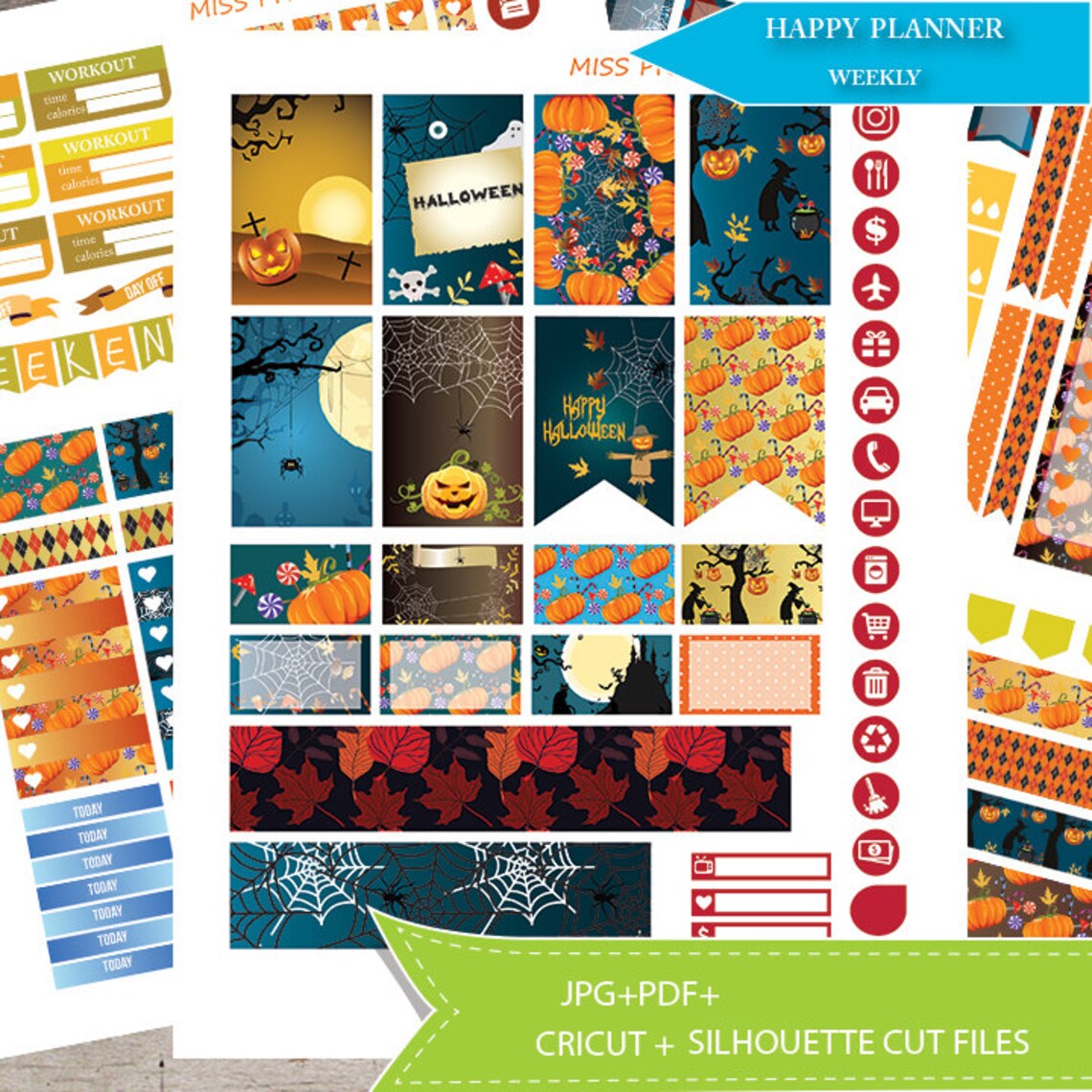 Halloween Planner Stickers Printablehappy PLANNER - Etsy