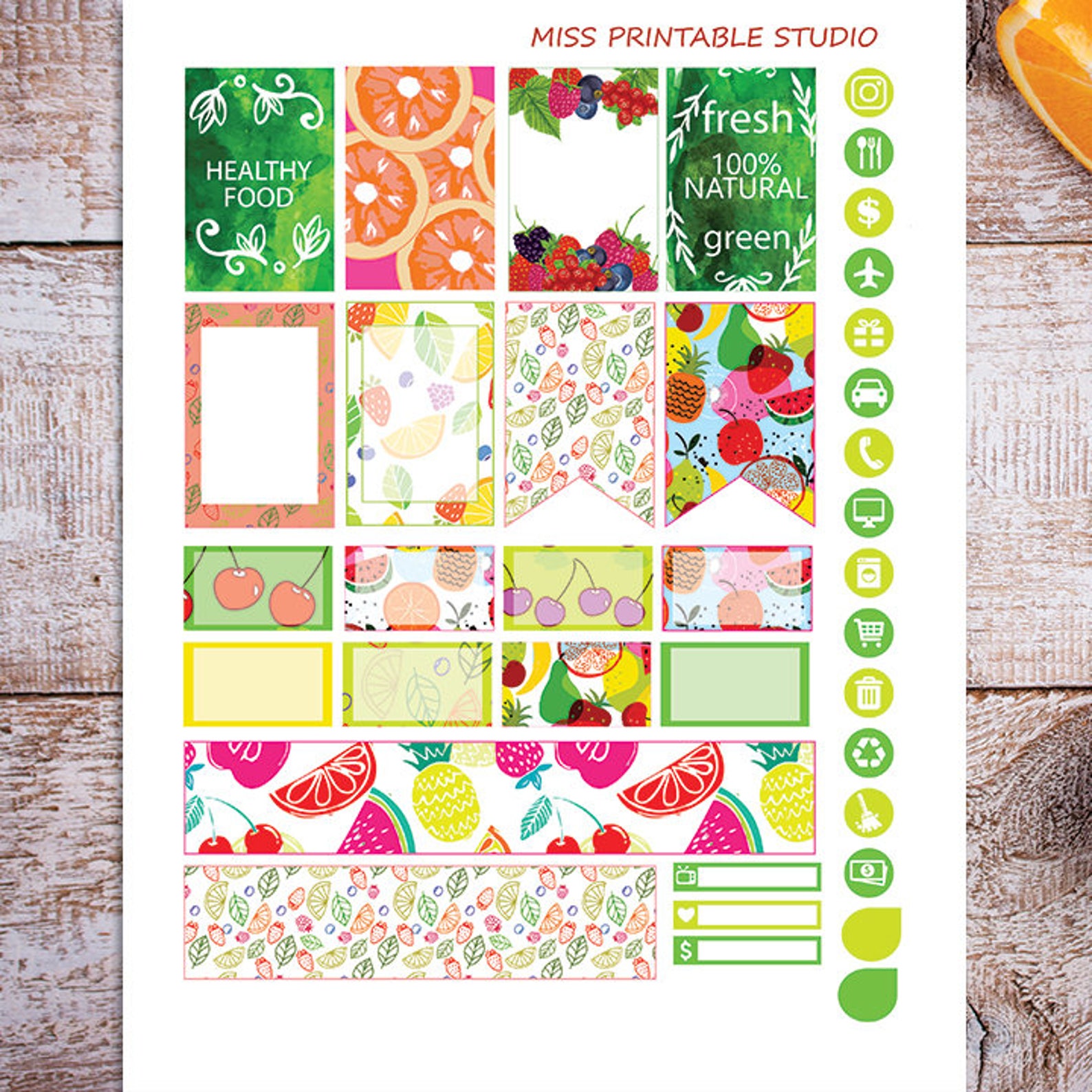 Fruit Happy Plannersummer Planner Stickers Fruit Weekly - Etsy