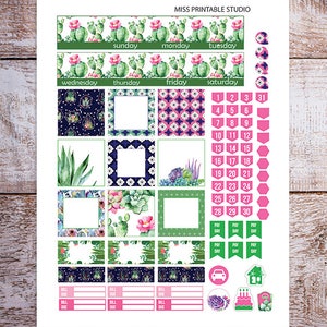 Cactus Succulents Monthly Kit Planner Stickers Printable, HAPPY PLANNER ...