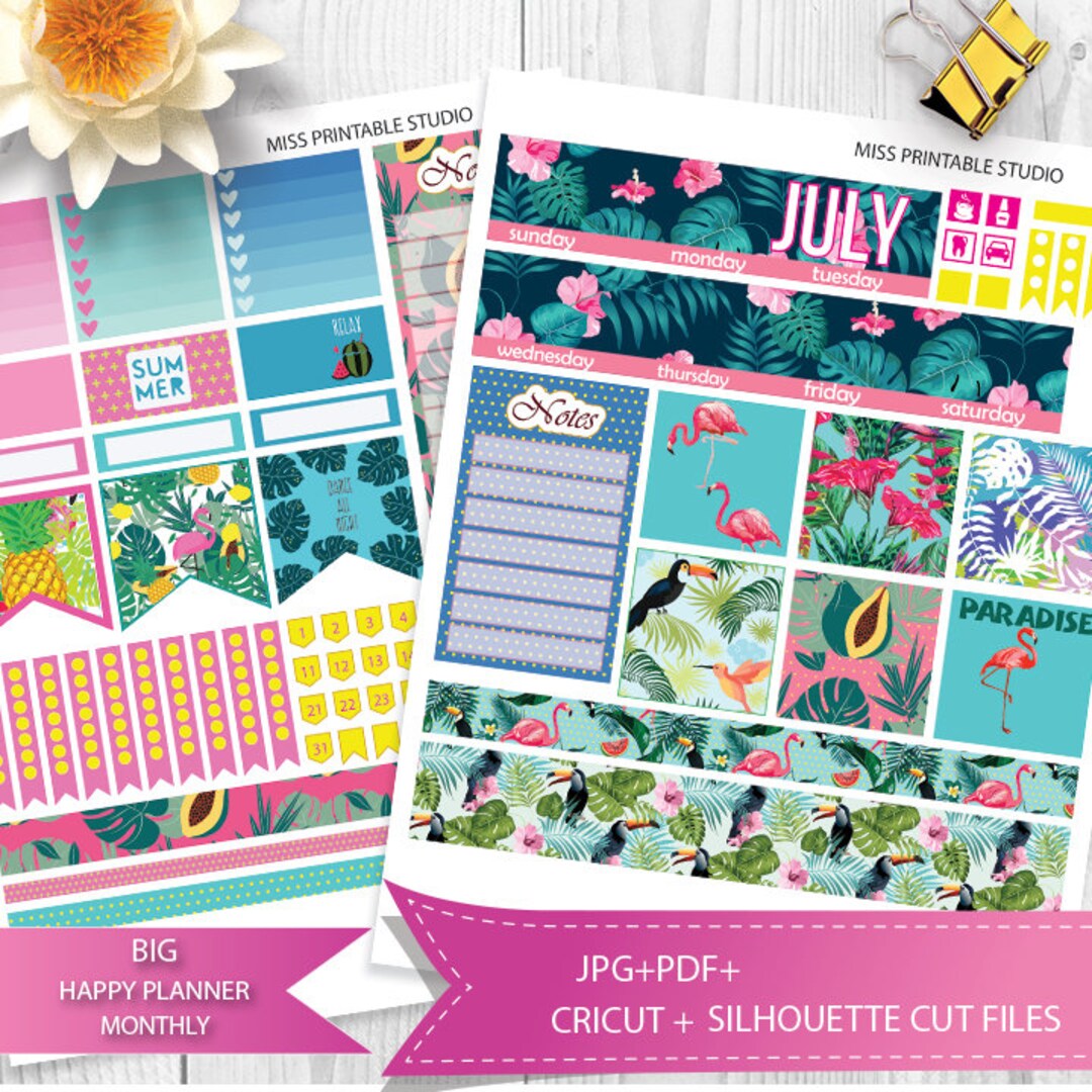 JULY Big Happy Planner,july Planner Stickers,july Monthly View, Summer ...