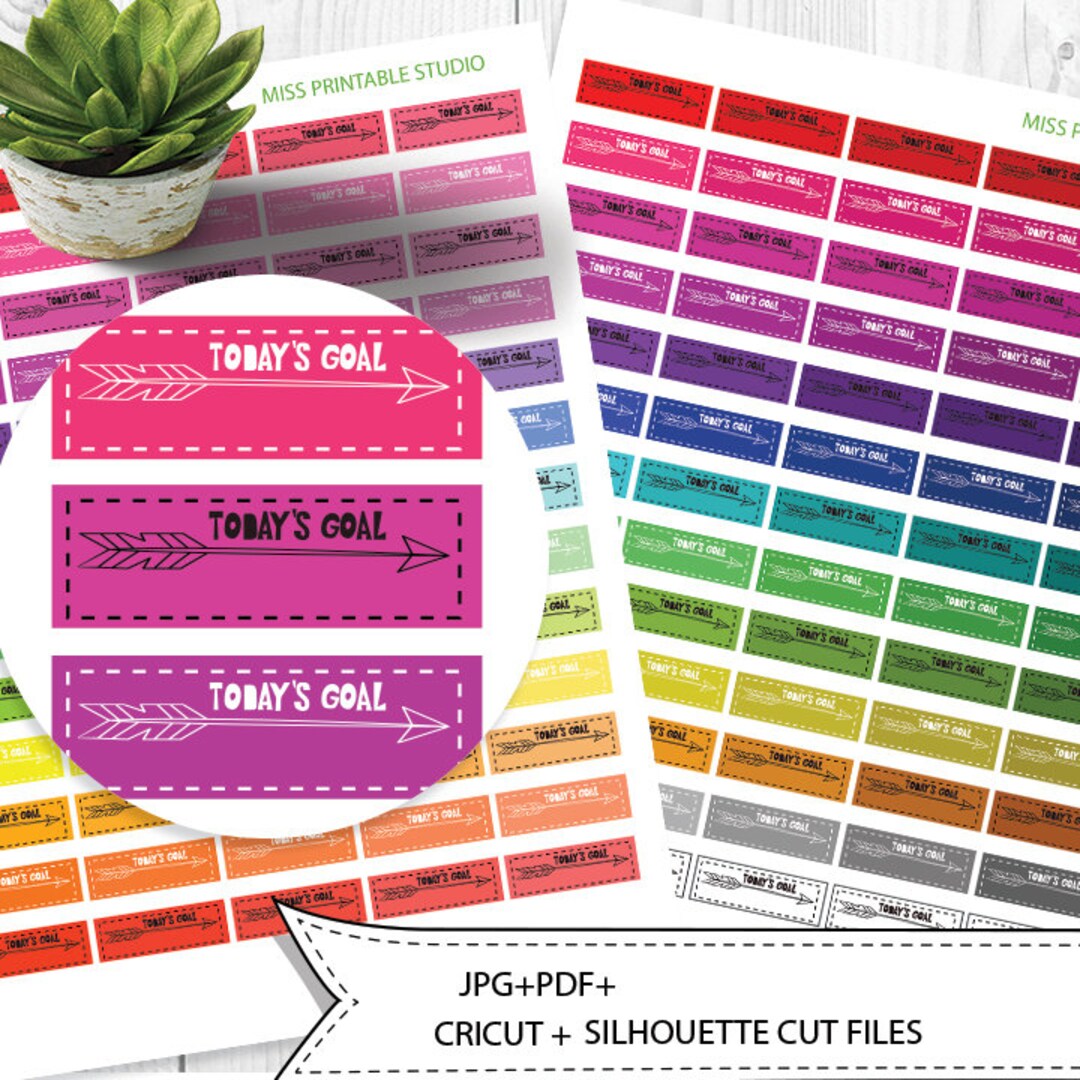Goals Planner Stickers, Printable Goals Stickers, Today's Goal Stickers ...
