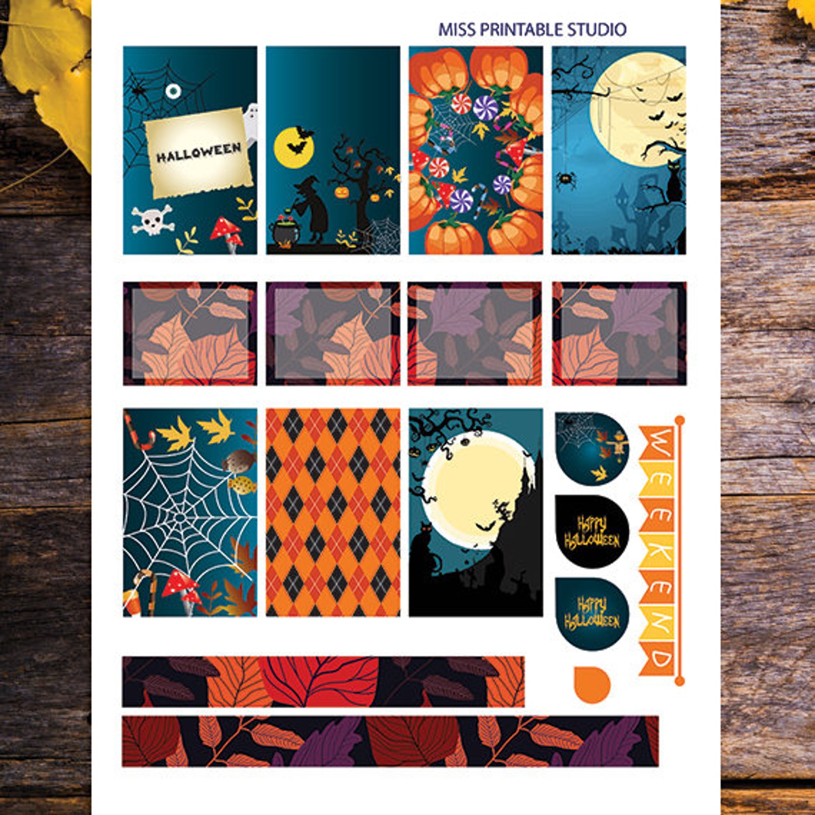 October Planner Stickers Printable Halloween Kit BIG MAMBI - Etsy