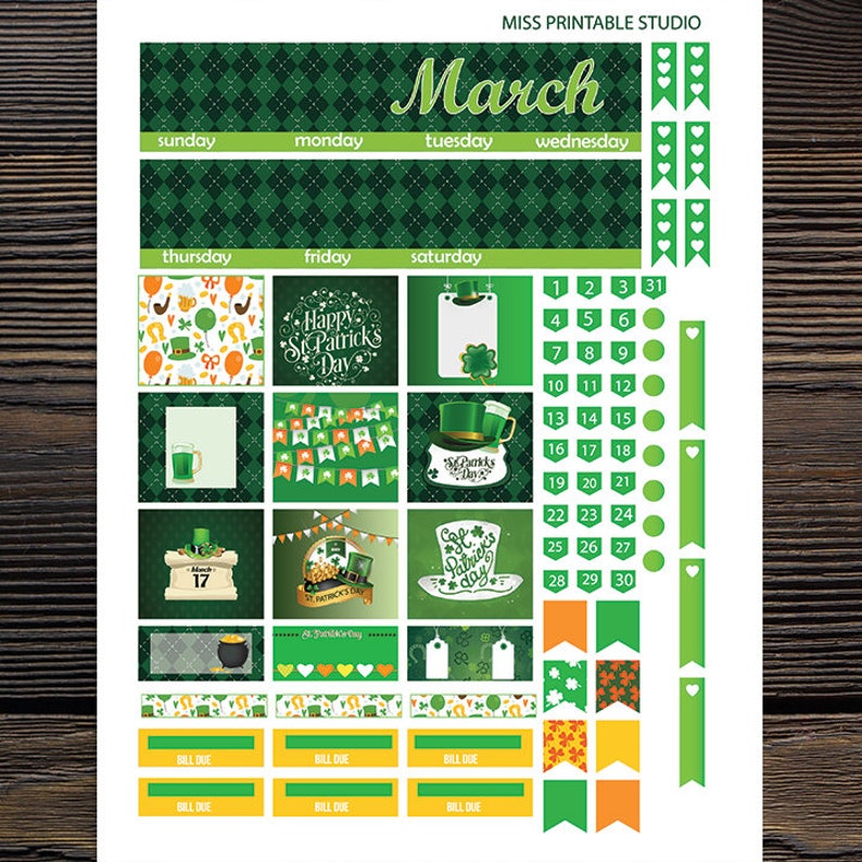 March Monthly Planner Stickers for Use With Erin Condren - Etsy