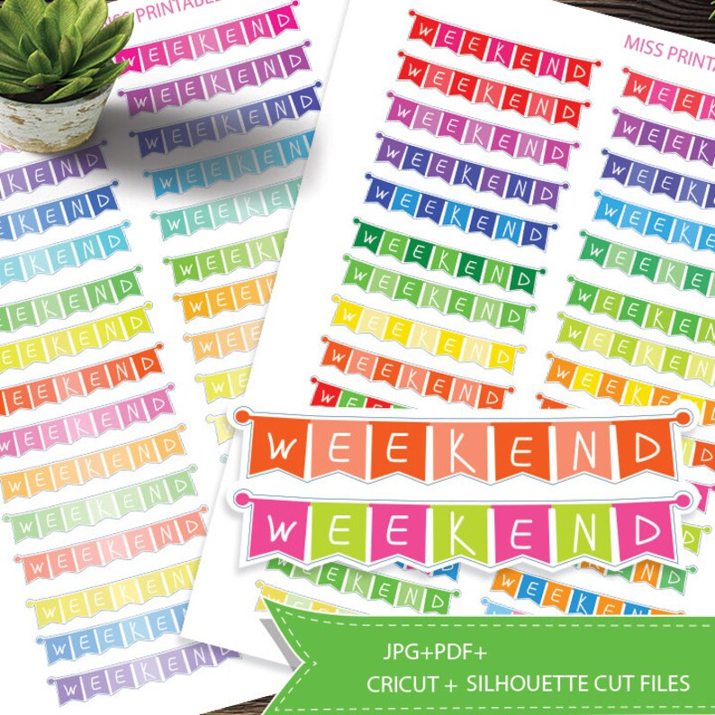 Weekend Banner Planner Stickers Printable Weekend Banner - Etsy